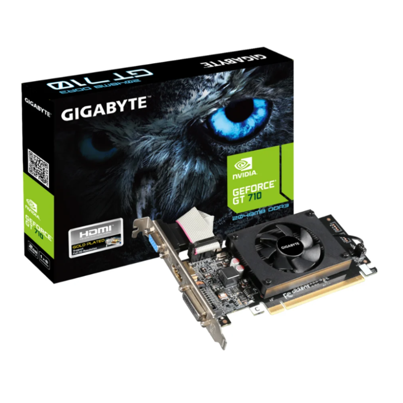 Graphic Cards: VGA GIGABYTE GEFORCE GT 710 - 2GB DDR3 REV.2.0